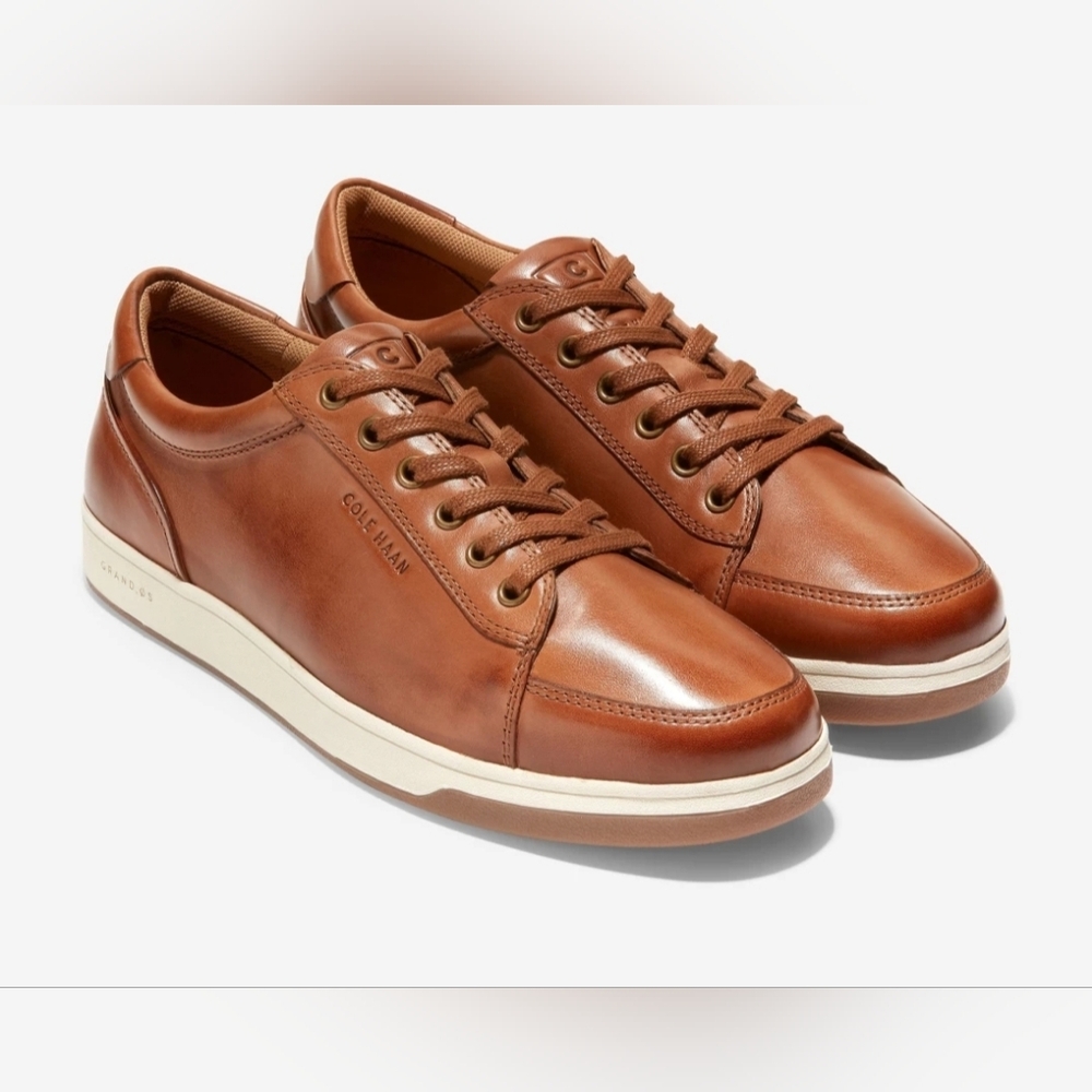 Cole Haan Grand Os Men's Vartan Brown Leather Sneakers - Gem